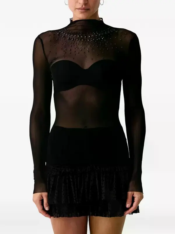 SILVIAN HEACH Crystal-embellished Mesh Top