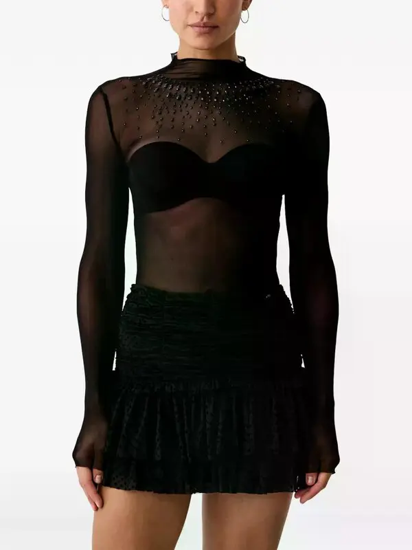 SILVIAN HEACH Crystal-embellished Mesh Top