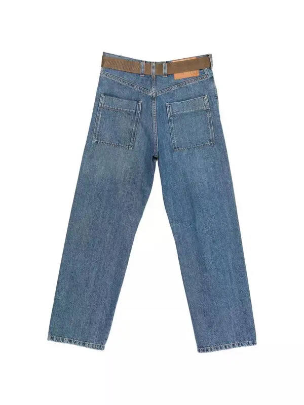 Plan C Belted Straight-leg Jeans