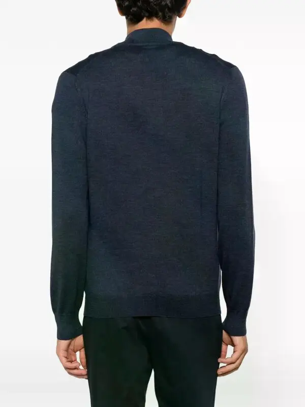 BARBA NAPOLI Quarter-zip Knitted Sweater - Blue