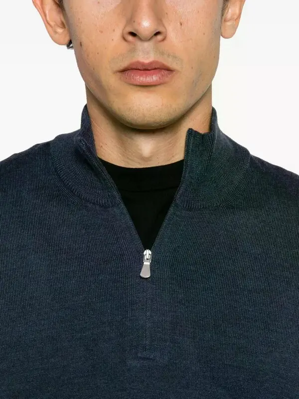 BARBA NAPOLI Quarter-zip Knitted Sweater - Blue
