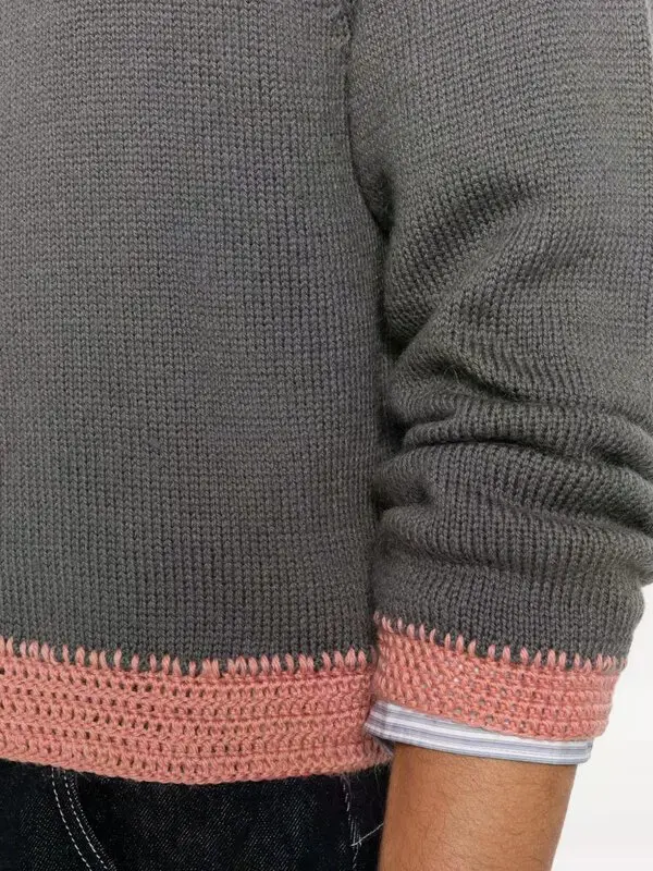 You Must Create Crochet-trim Wool Cardigan