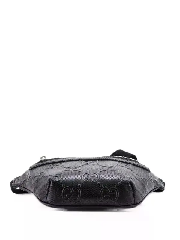 Gucci Gg Embossed Perforated Leather Small Belt Bag - Black