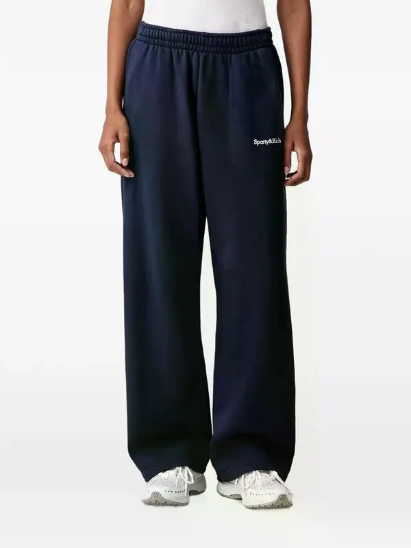 Sporty & Rich Blakely Serif Logo-embroidered Track Pants - Blue