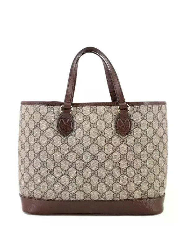 Gucci Ophidia Top Handle Shopping Gg Coated Canvas And Leather Small Tote Bag - Brown