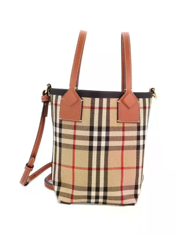 Burberry London Vintage Check Canvas Mini Bucket Bag - Brown