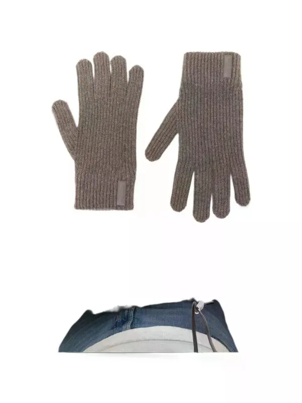 Giorgio Armani Ribbed-knit Logo-patch Gloves