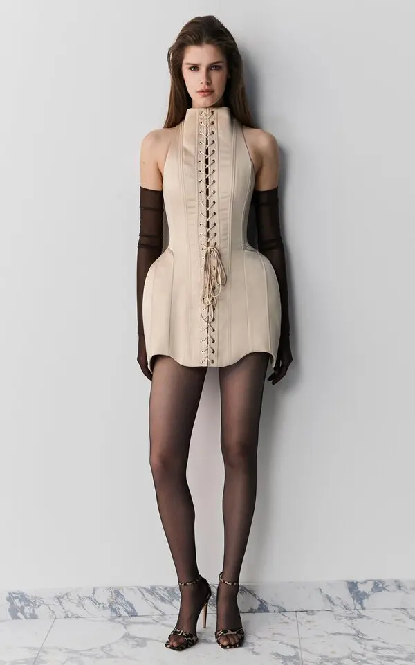 BALYKINA Milena Mini Dress - Neutral