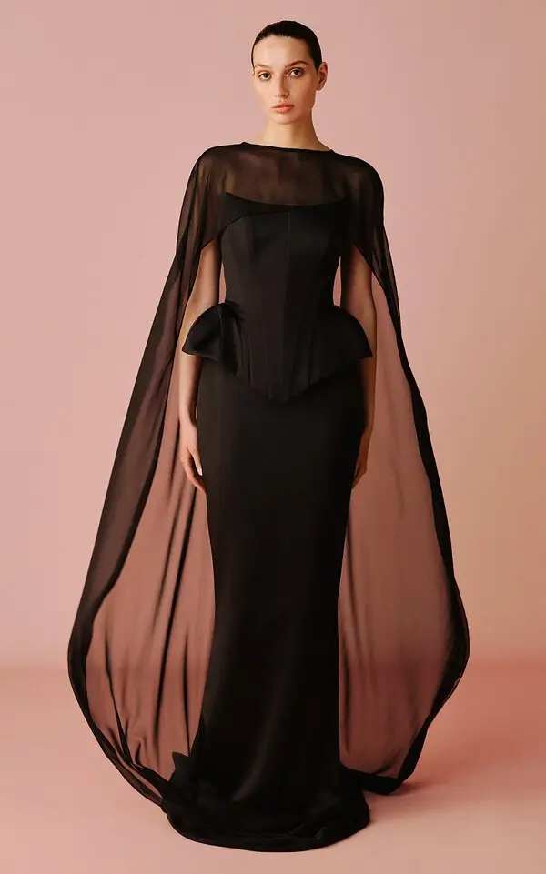 BALYKINA Chiffon Long Cape