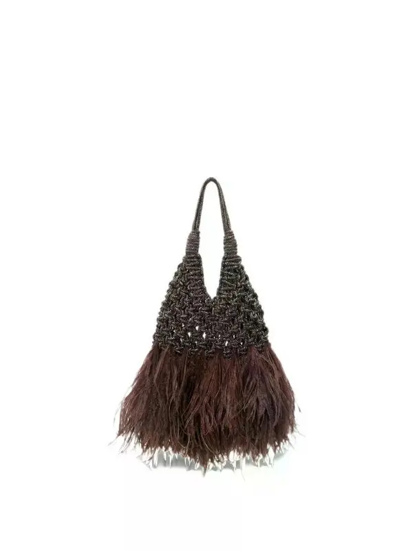 HIBOURAMA Vannifique Plumes Feather-trim Shoulder Bag