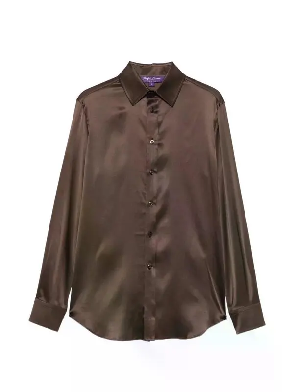 Ralph Lauren Cameron Silk Charmeuse Shirt - Brown