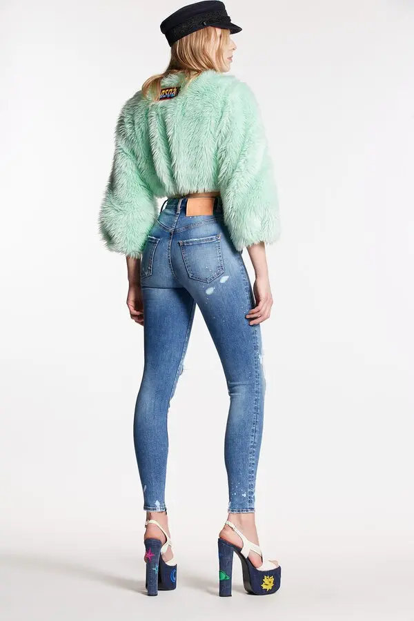 Dsquared2 Medium Crystal Peach Wash High Waist Twiggy Jeans