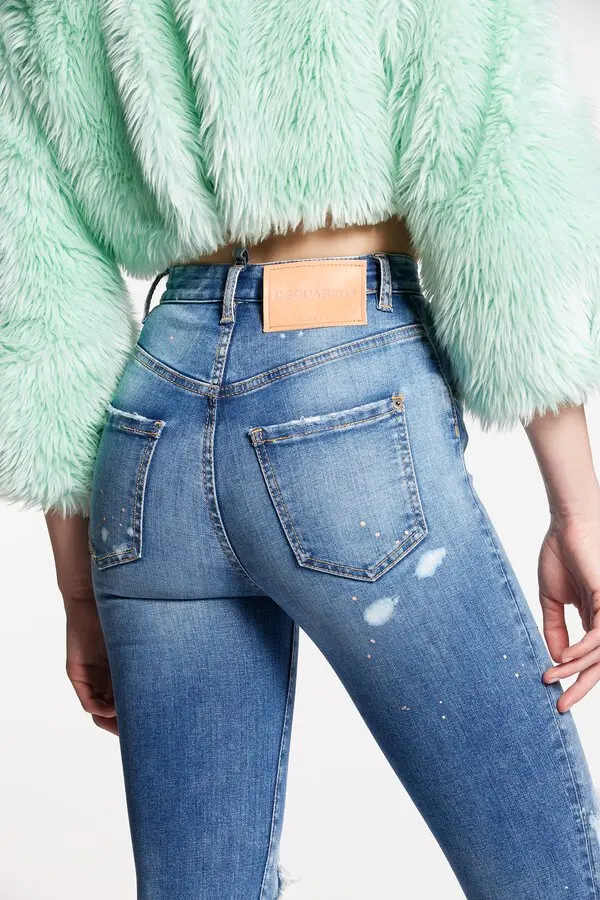 Dsquared2 Medium Crystal Peach Wash High Waist Twiggy Jeans