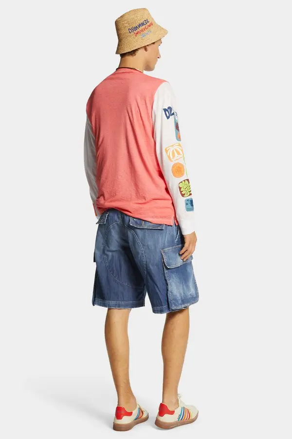 Dsquared2 Summer Lovers Medium Wash Loose Cargo Shorts