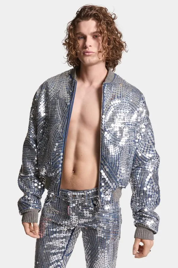 Dsquared2 Silver Supernova 80's Bomber Jacket