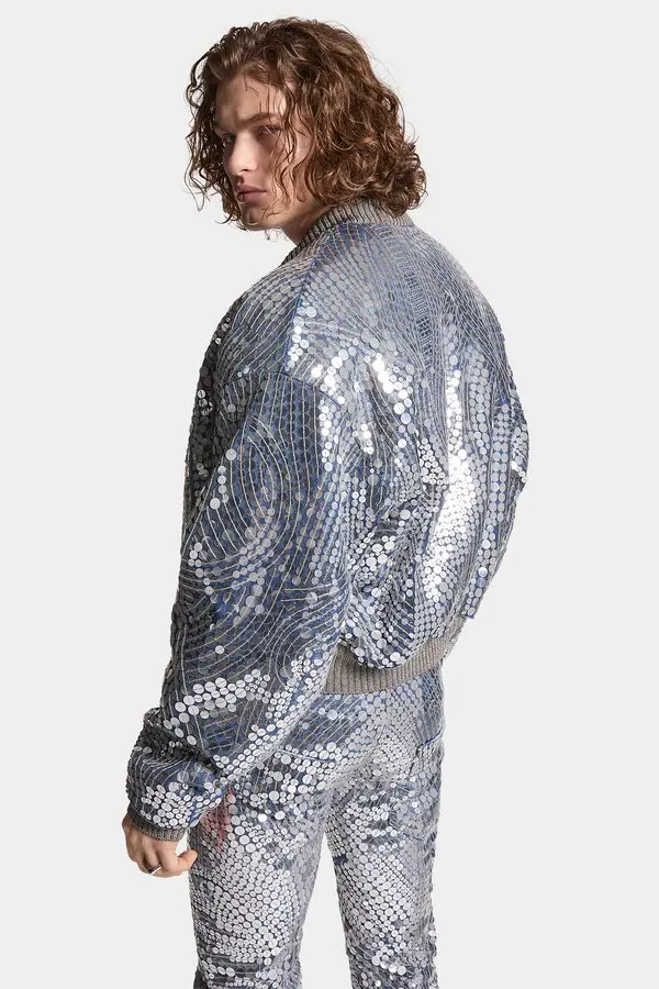 Dsquared2 Silver Supernova 80's Bomber Jacket