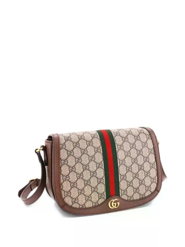 Gucci Ophidia Saddle Flap Gg Coated Canvas Small Shoulder Bag