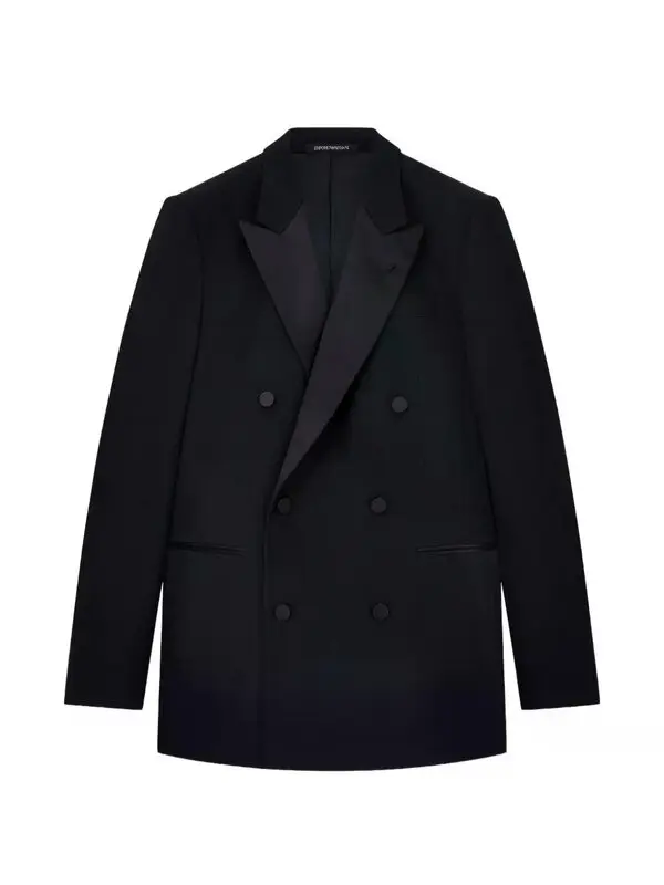 Emporio Armani Tailored Double-breasted Blazer With Satin Peak Lapels