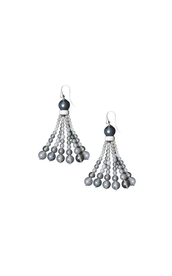 Le Sundial Venice Opera Grey Agate Earrings - Silver