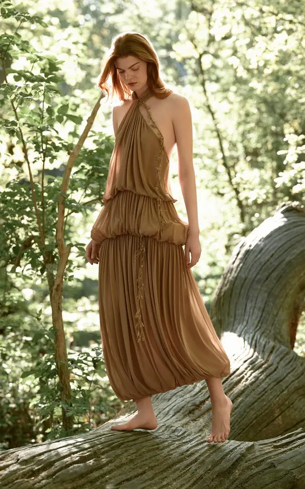 MONTSAND Pleated Beaded Maxi Dress