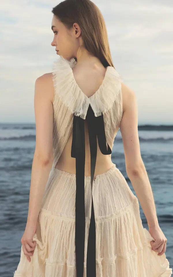 MONTSAND Tiered Halter Maxi Dress