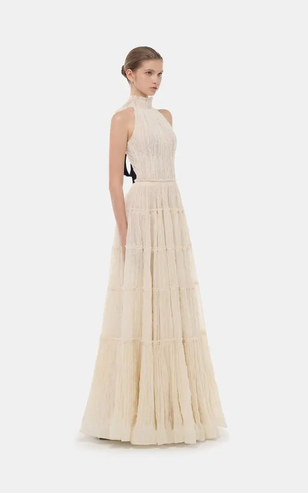 MONTSAND Tiered Halter Maxi Dress