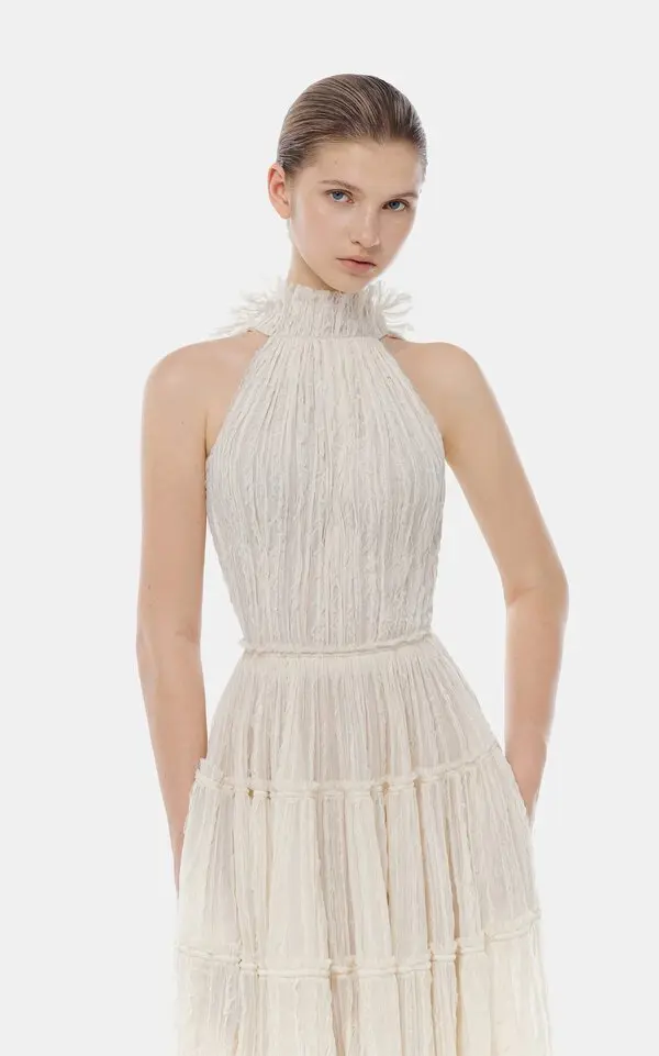 MONTSAND Tiered Halter Maxi Dress