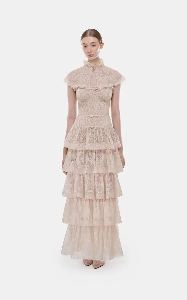 MONTSAND Tiered Cape Maxi Dress
