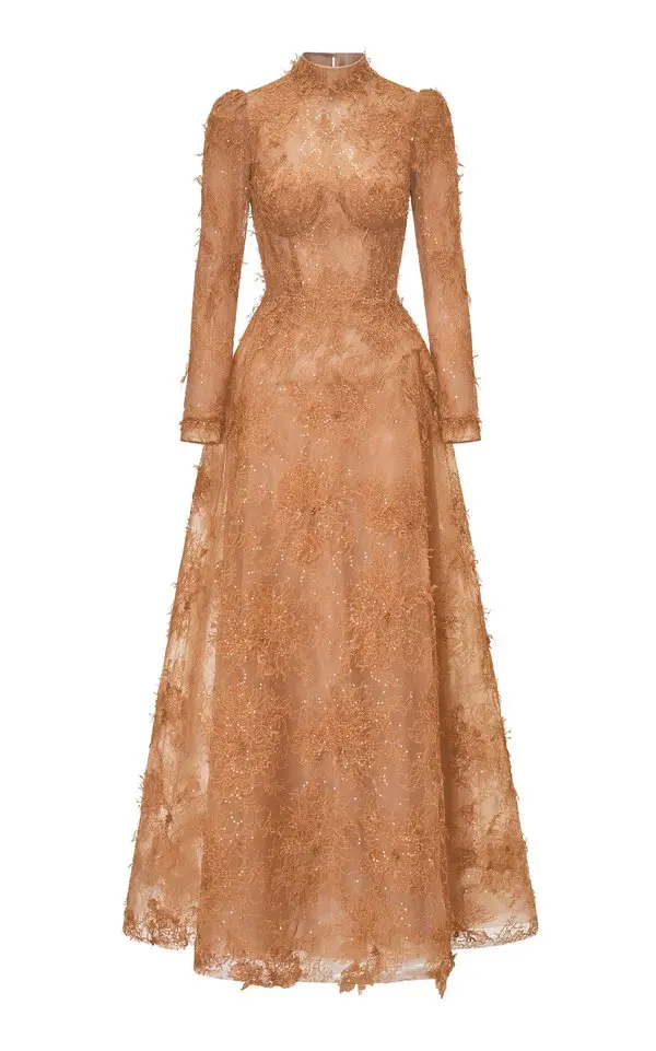 MONTSAND Lace Long Sleeve Maxi Dress