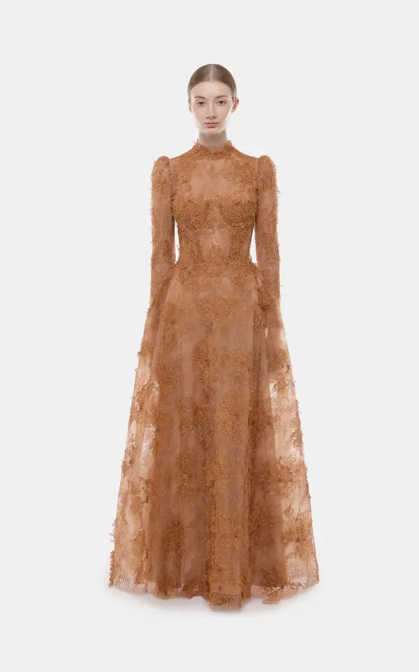 MONTSAND Lace Long Sleeve Maxi Dress