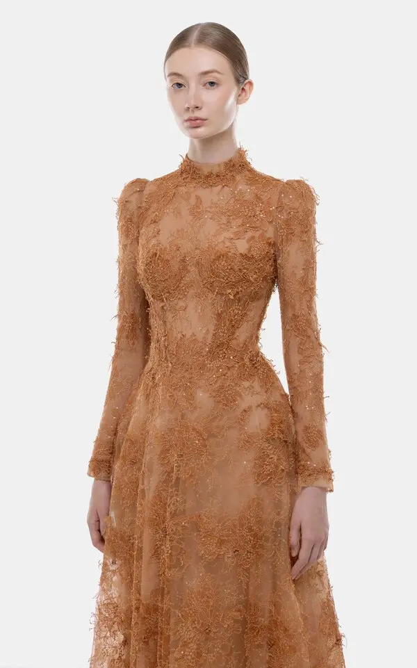 MONTSAND Lace Long Sleeve Maxi Dress
