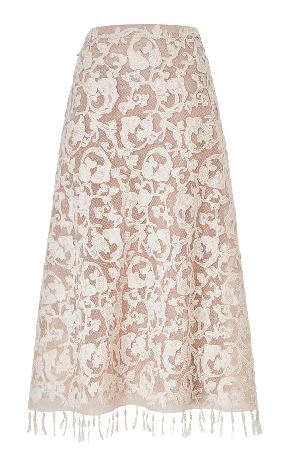 MONTSAND Lace Charm-beaded Midi Skirt