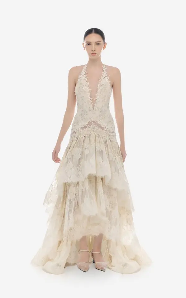MONTSAND Lace Tiered Silk-blend Maxi Dress - Ivory
