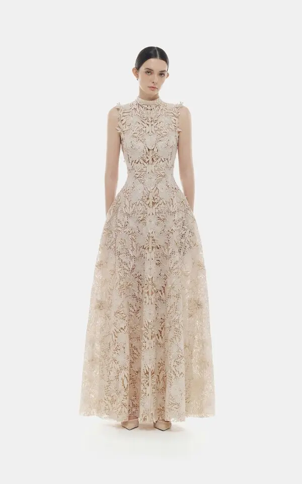 MONTSAND Flower Beaded Maxi Dress