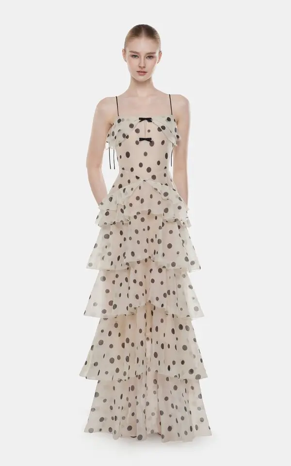 MONTSAND Polka Dot Ruffle Maxi Dress