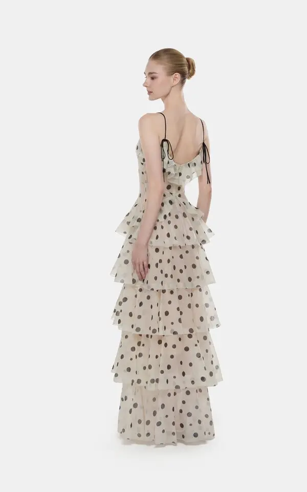 MONTSAND Polka Dot Ruffle Maxi Dress