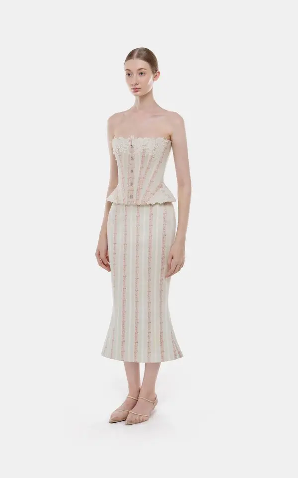 MONTSAND Striped Mermaid Midi Skirt