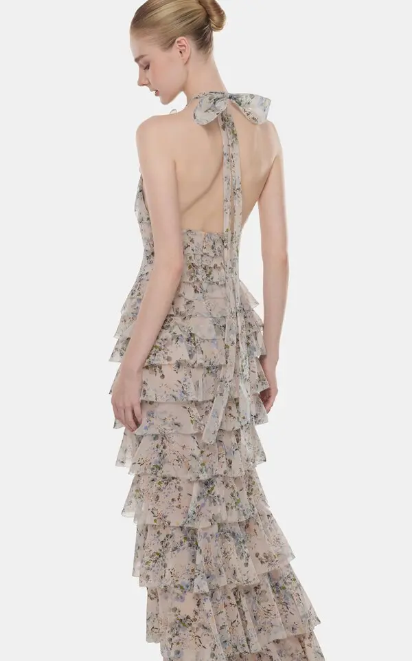 MONTSAND Ruffle Bow-back Maxi Dress