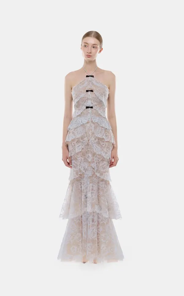 MONTSAND Tiered Lace Maxi Dress