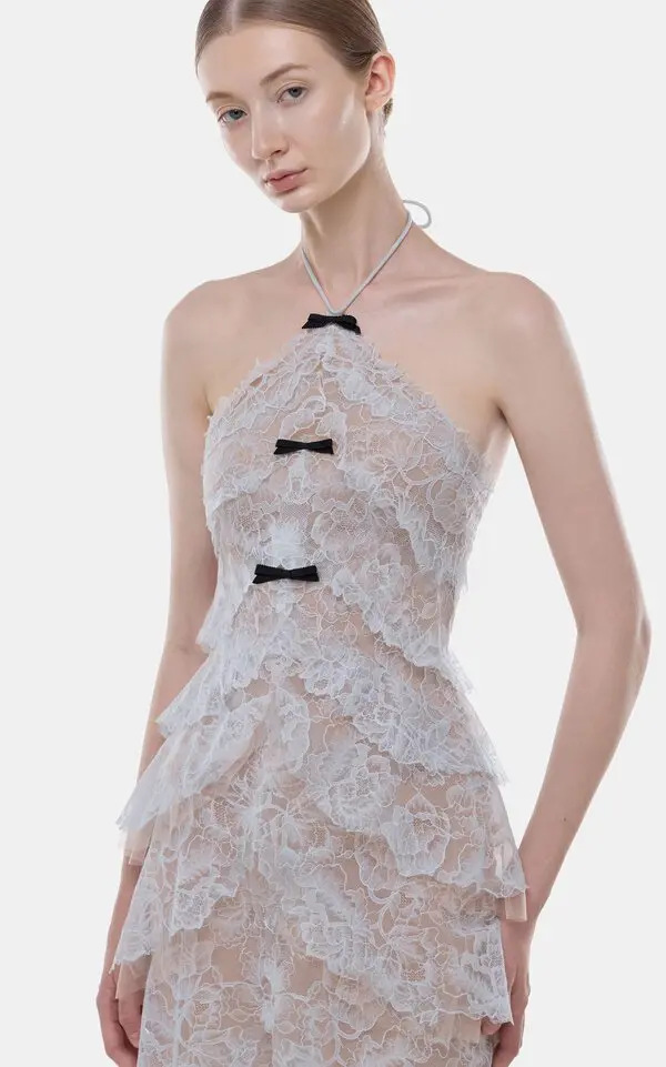 MONTSAND Tiered Lace Maxi Dress
