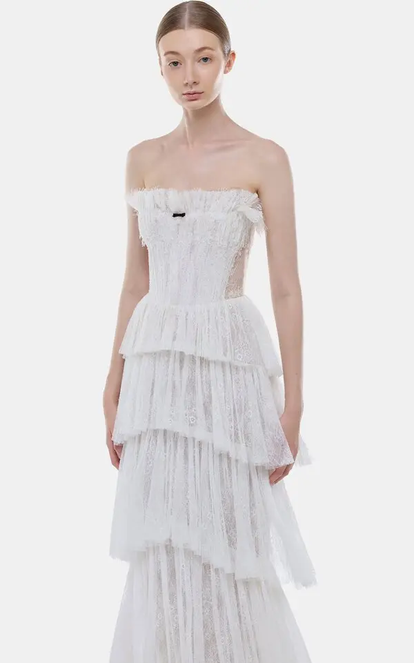 MONTSAND Tiered Lace Midi Dress