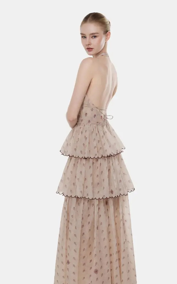 MONTSAND Printed Tiered Ruffle Linen-blend Maxi Dress