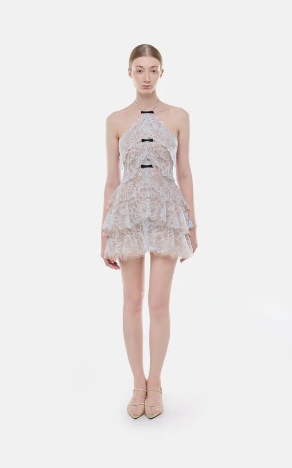 MONTSAND Bow Halter Mini Dress