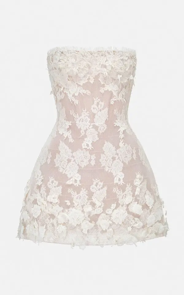 MONTSAND 3d Floral Lace Mini Dress - Ivory