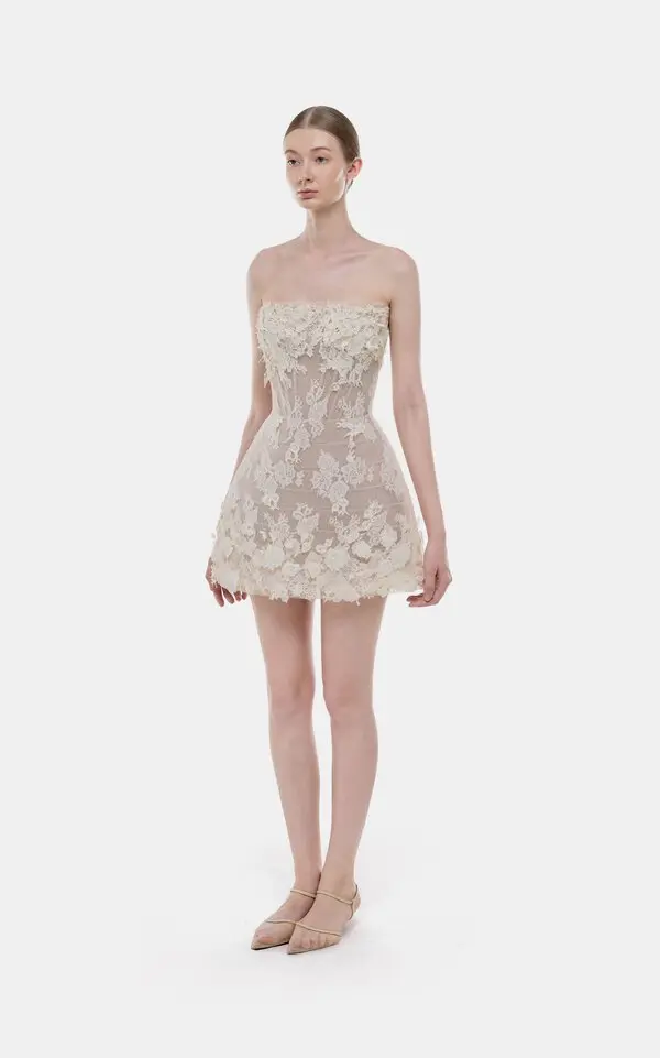 MONTSAND 3d Floral Lace Mini Dress