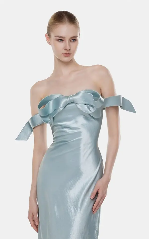 MONTSAND Satin Ribbon Maxi Dress