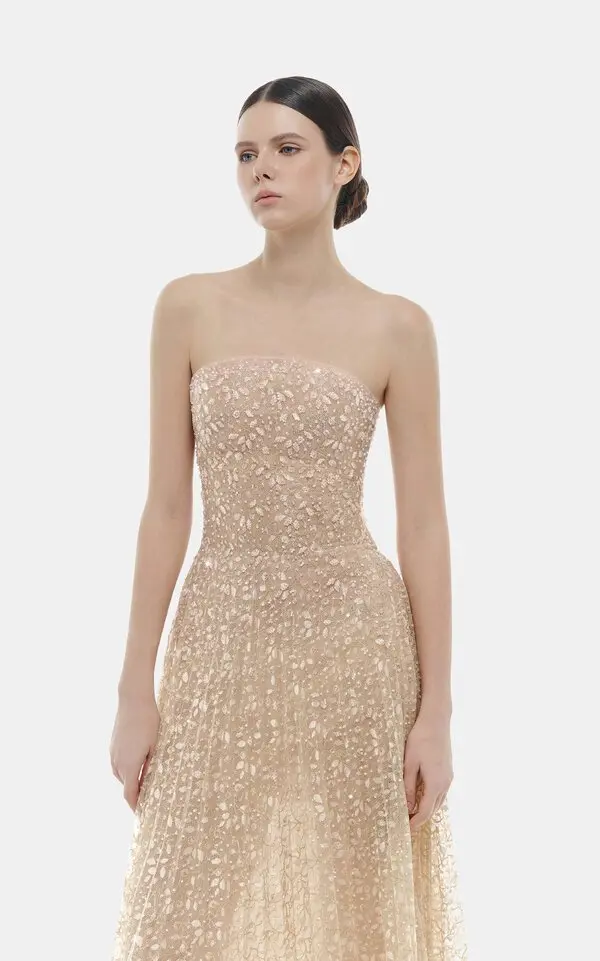 MONTSAND Crystal Beaded Maxi Dress