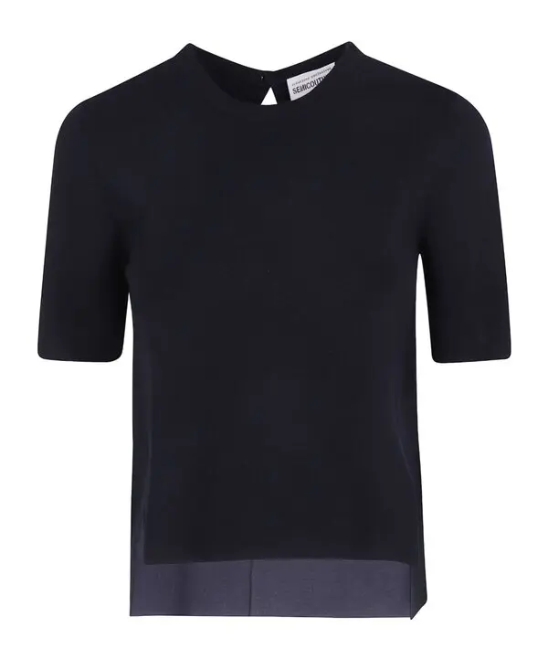 SEMICOUTURE Keyhole-back Short-sleeve Sweater
