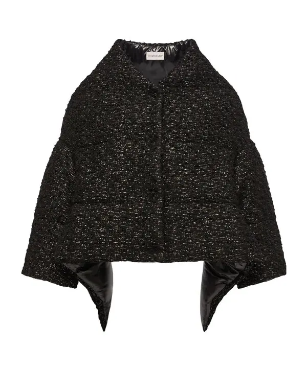 Moncler Wool Blend Tweed Cape - Black