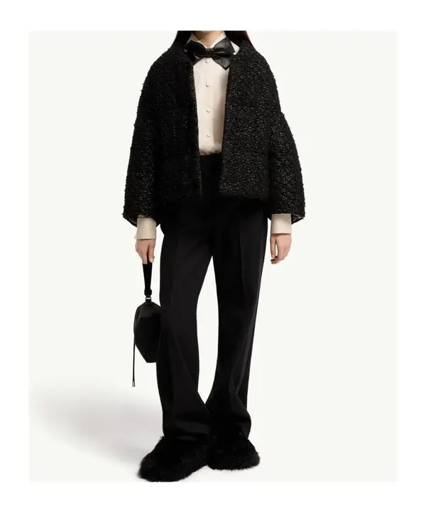 Moncler Wool Blend Tweed Cape